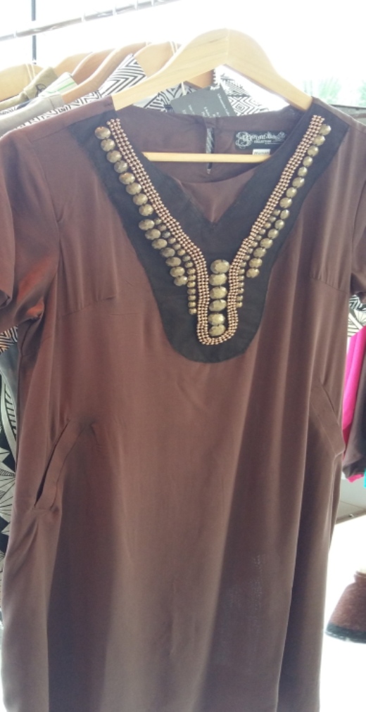 Brown Rayon Simple Summer - 8 Mountains Designer Wear